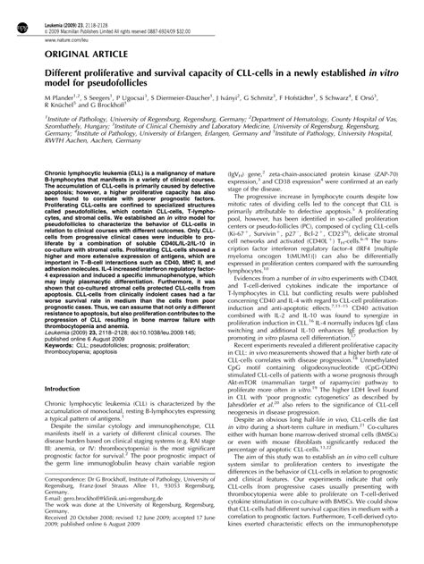 Pdf Different Proliferative And Survival Capacity Of Cll Cells In A