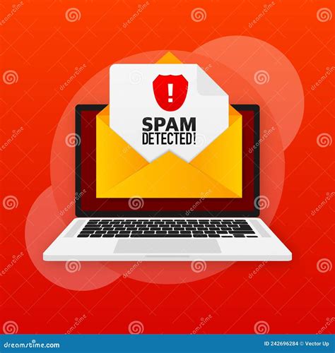 Red Spam Detected Icon Phishing Scam Hacking Concept Cyber Security Concept Stock Vector