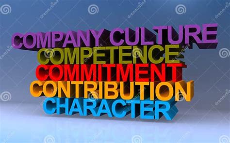 Company Culture Competence Commitment Contribution Character On Blue