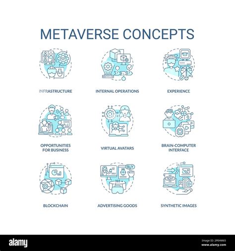 Metaverse Turquoise Concept Icons Set Stock Vector Image And Art Alamy