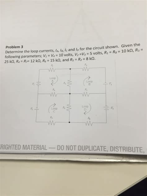 Solved Determine The Loop Currents I A I B I C And I D Chegg