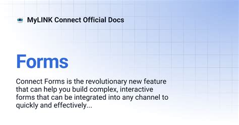 Forms Mylink Connect Official Docs