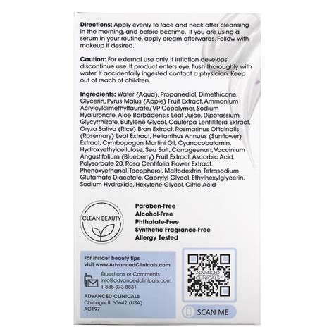 Advanced Clinicals 1000x Boost Hyaluronic Extra Dry Skin Gel Cream