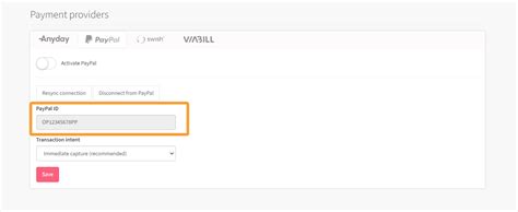 Settings Providers PayPal OnPay Documentation