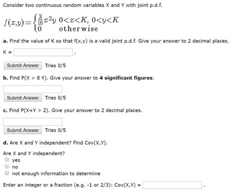 Solved Consider Two Continuous Random Variables X And Y With