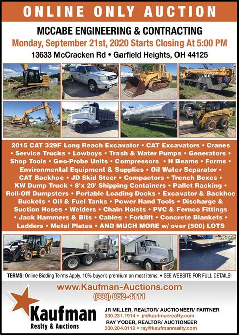 Online Auction Kaufman Realty And Auctions Auction Cat Excavator