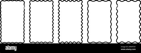 Set Of Rectangle Frames With Wavy Edges Rectangular Shapes With Wiggly Borders Picture Or