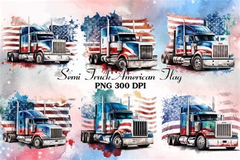 Semi Truck American Flag Sublimation Graphic By Cat Lady · Creative Fabrica