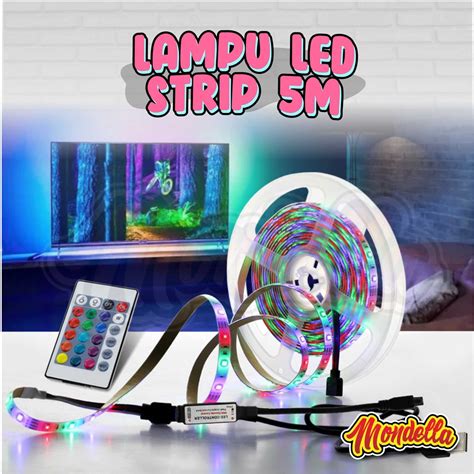 Jual Lampu Led Remot Strip 5M Rgb Warna Warni Lengkap Adaptor Controler