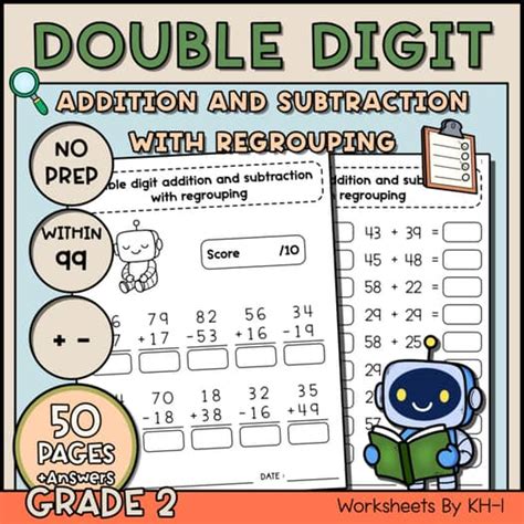 Double Digit Addition And Subtraction With Regrouping By Worksheets By Kh