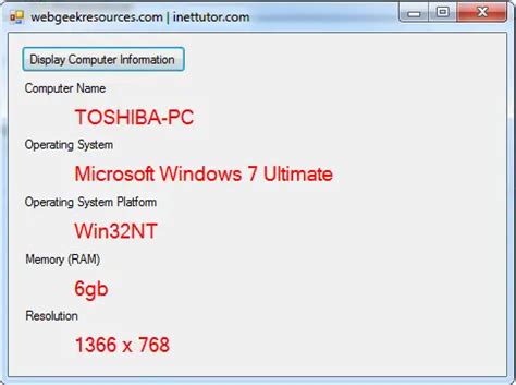 Display Computer Information In Visual Basic Net INetTutor