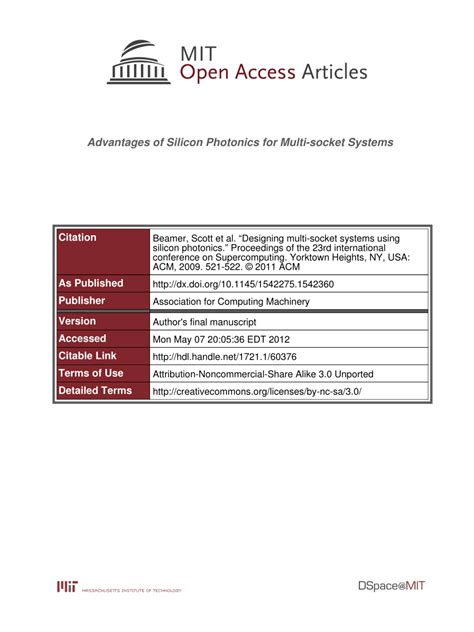 Pdf Advantages Of Silicon Photonics For Multi Socket Systems