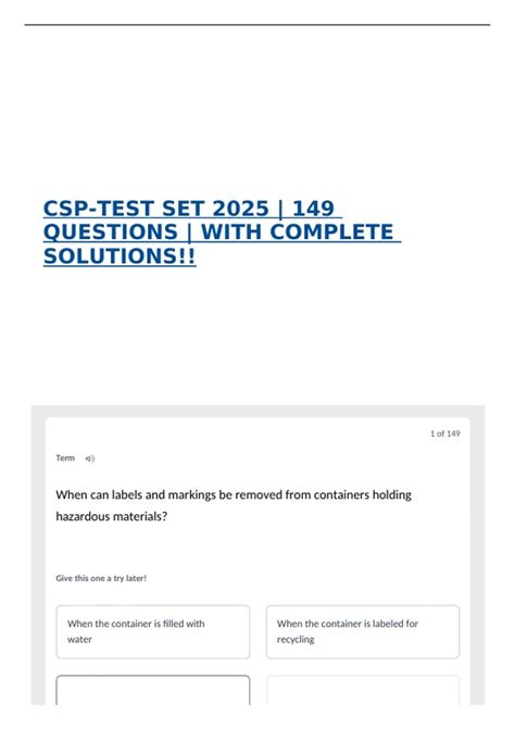 Csp Test Set 2025 149 Questions With Complete Solutions Csp