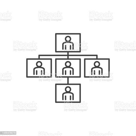 계층 구조 벡터 아이콘입니다 모바일 개념과 웹 디자인에 대한 개요 기호 조직 구조 개요 아이콘입니다 고체에 대한 스톡 벡터 아트