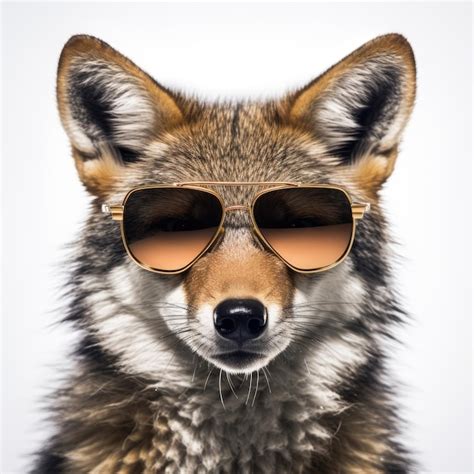 Premium Ai Image Closeup Of Coyote With Sunglasses On White Background