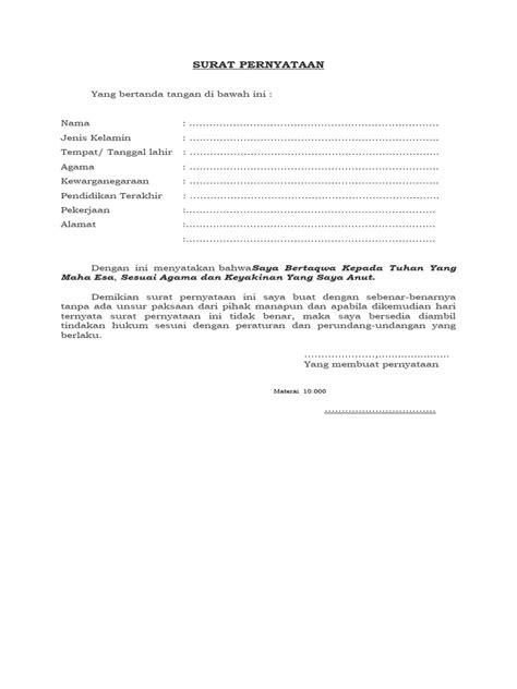 Surat Pernyataan Dan Daftar Riwayat Hidup 2 Pdf