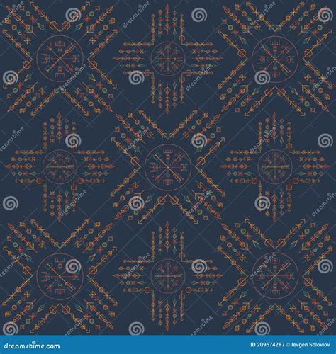 Dark Runic Boho Color Seamless Pattern Stock Vector Illustration Of