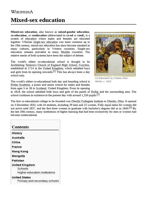 Mixed Sex Education Pdf Educational Institutions Schools