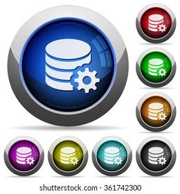 Set Color Database Configuration Sunk Push Stock Vector Royalty Free