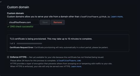 Github Pages Stuck On Certificate Request Error · Community