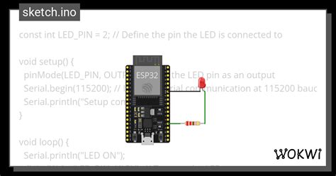 Led Blink Using Esp32 Wokwi Esp32 Stm32 Arduino Simulator