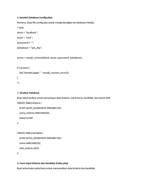 Codingan Php Metode Ahp Pdf