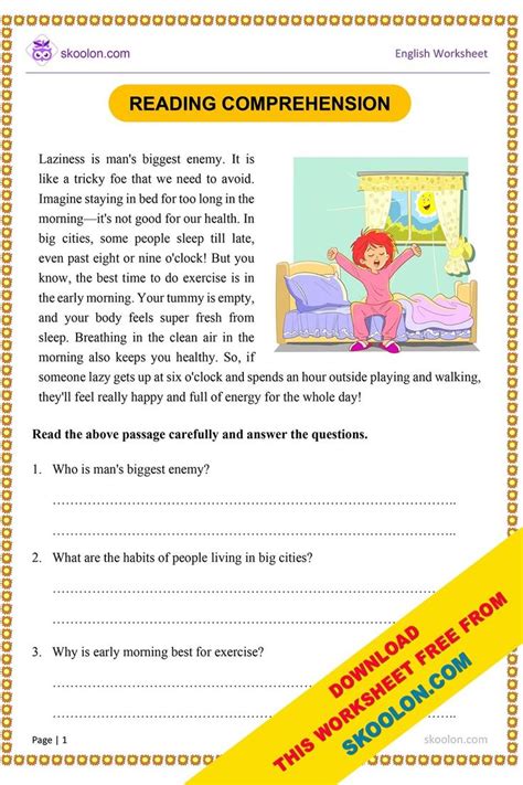 Reading Comprehension For Grade 3 With Questions Passage