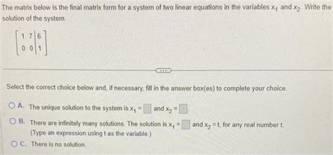 solved the matrix below is the final matrix form for a