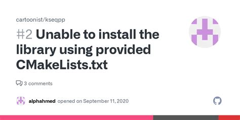 unable to install the library using provided cmakelists txt · issue 2