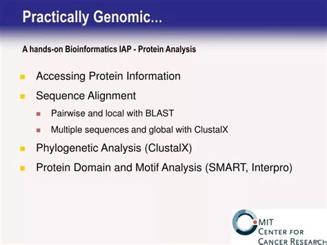PPT Practically Genomic A Hands On Bioinformatics IAP Protein Analysis PowerPoint