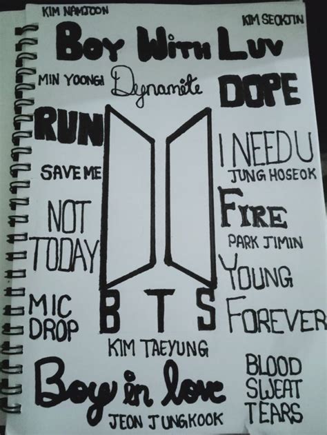 Bts Doodle Bts Book Bullet Journal Lettering Ideas Bts Funny