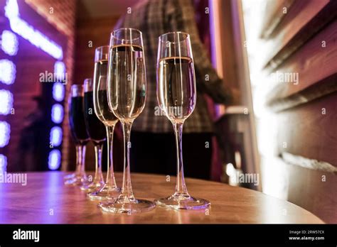 Chilled Champagne Or White Sparkling Wine Alcohol In A Glass Red Wine