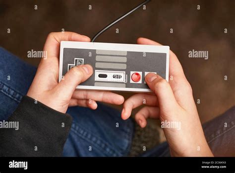 Playing Old Video Game Console Stock Photo Alamy