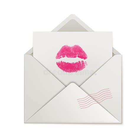 Beautiful Pink Lipstick Kiss On Love Letter Stock Vector