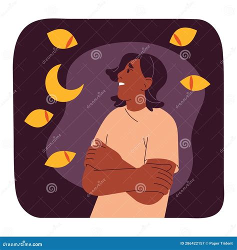Nyctophobia Phobia Of Darkness Concept Man Afraid Monster Scared And
