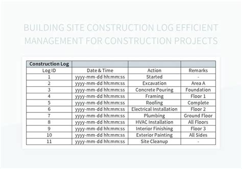 Building Site Construction Log Efficient Management For Construction
