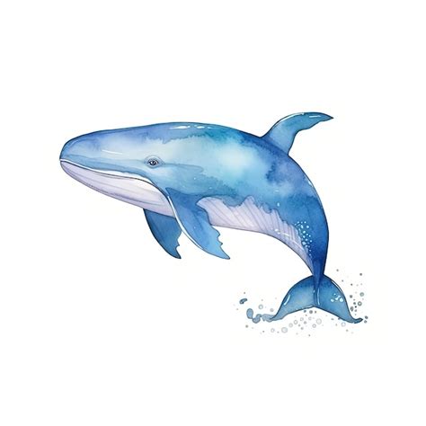Premium Ai Image Watercolor Blue Whale Illustration Ai Generative
