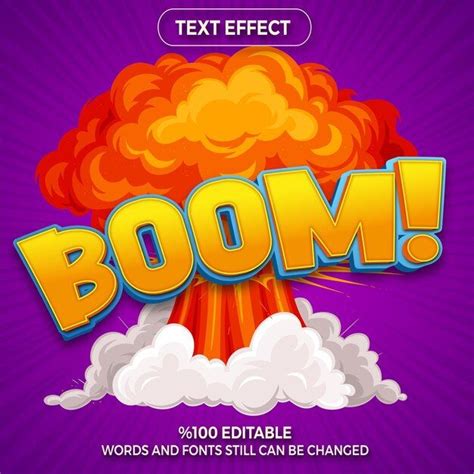 Boom Text Effect Fully Editable Premium Vector