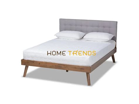 Devan Mid Century Gray Upholstered Platform Bed Hometrends