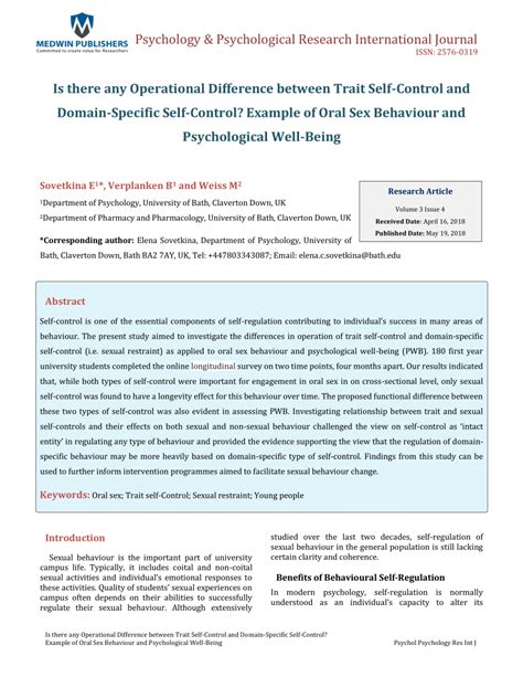 Pdf Is There Any Operational Difference Between Trait Self Control