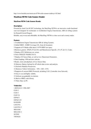 Maxi Scan Fr704 Code Scanner Reader PDF