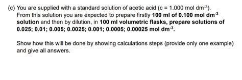 Solved C You Are Supplied With A Standard Solution Of Chegg