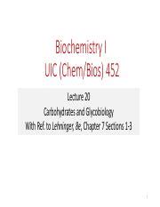 Lecture Notes Pdf Biochemistry I UIC Chem Bios Lecture Carbohydrates And