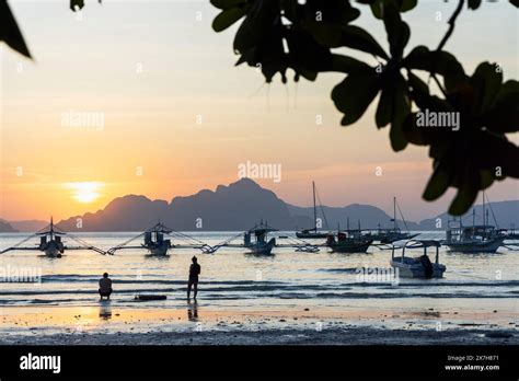 Corong Corong Beach At Sunset El Nido Bacuit Bay Palawan