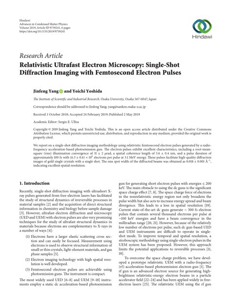 Pdf Relativistic Ultrafast Electron Microscopy Single Shot