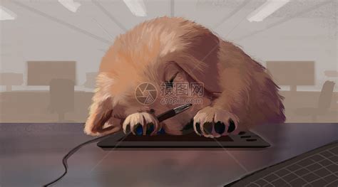 加班狗插画图片下载 正版图片400091895 摄图网