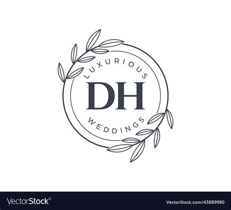 Dh Initials Letter Wedding Monogram Logos Vector Image
