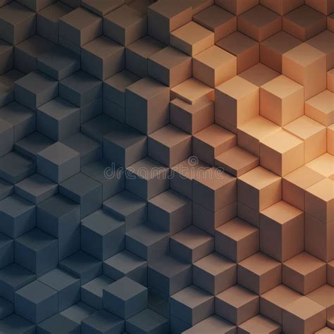 Geometric 3d Composition With Interlocking Cubes In Gradient Lighting