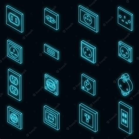 Premium Vector Power Socket Icons Set Vector Neon