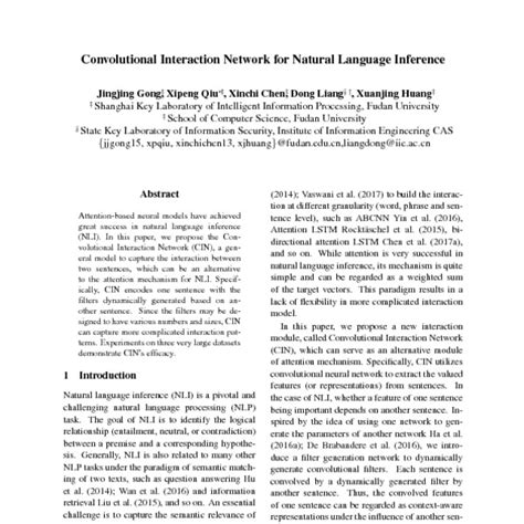 Convolutional Interaction Network For Natural Language Inference Acl Anthology
